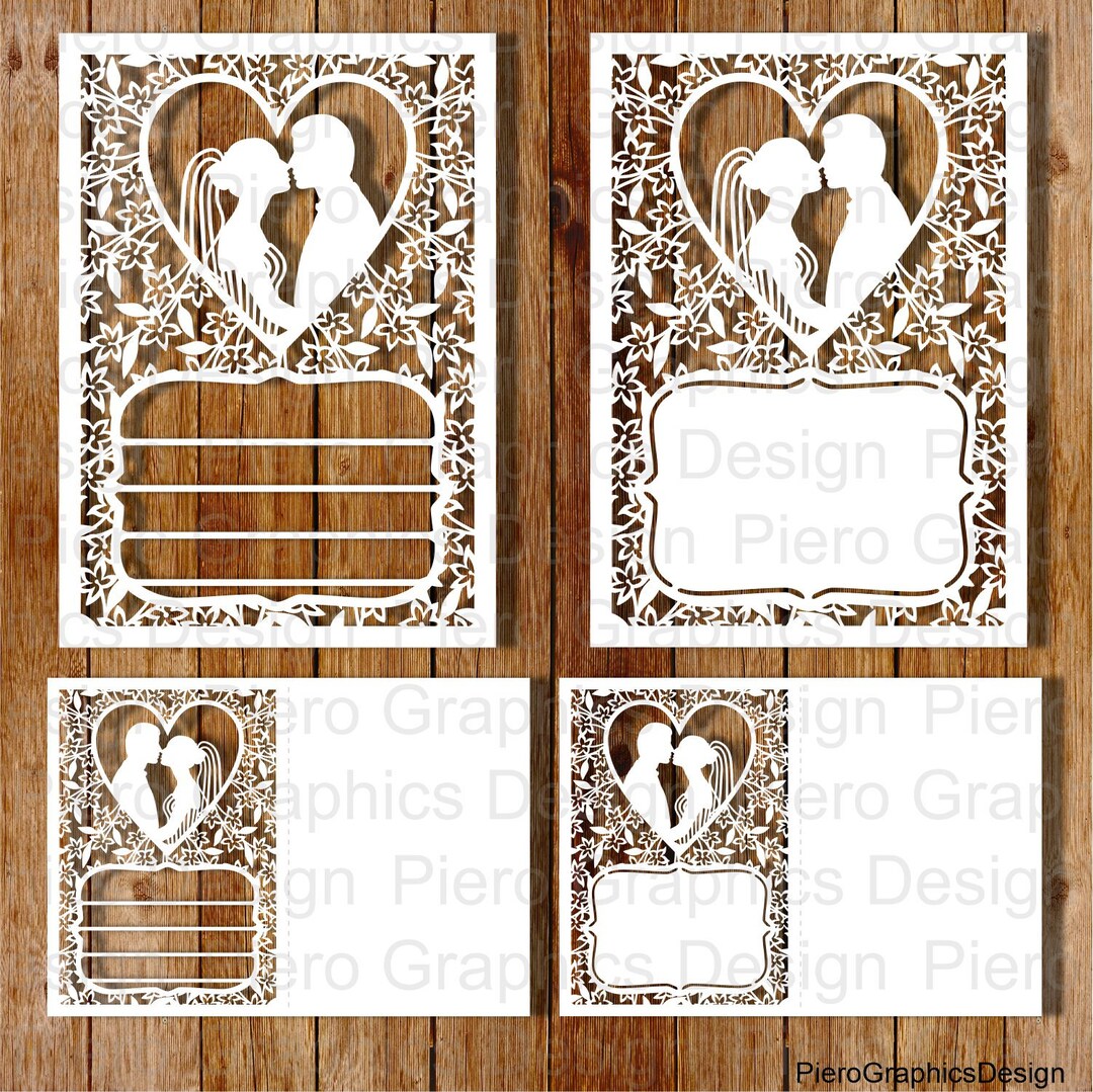 Wedding Card SVG Files for Silhouette Cameo and Cricut. Clipart PNG ...