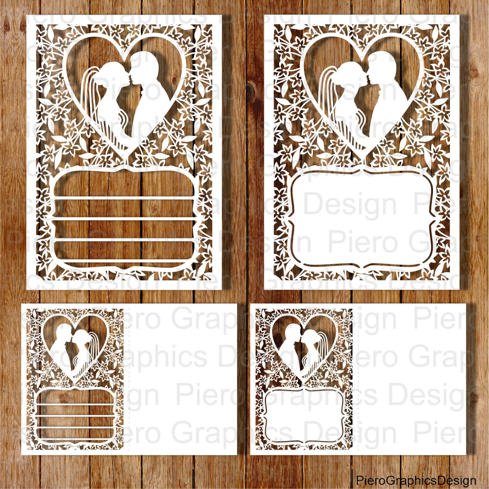Wedding Card SVG Files for Silhouette Cameo and Cricut. Clipart PNG ...
