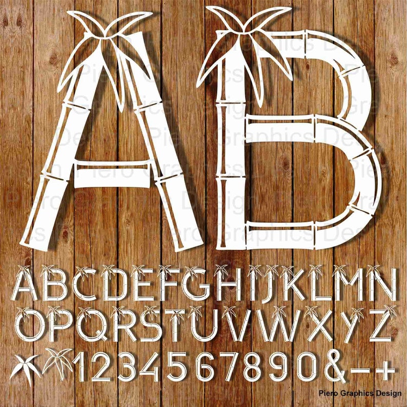 Alphabet and Numbers with Bamboo SVG and PNG files - Etsy Italia