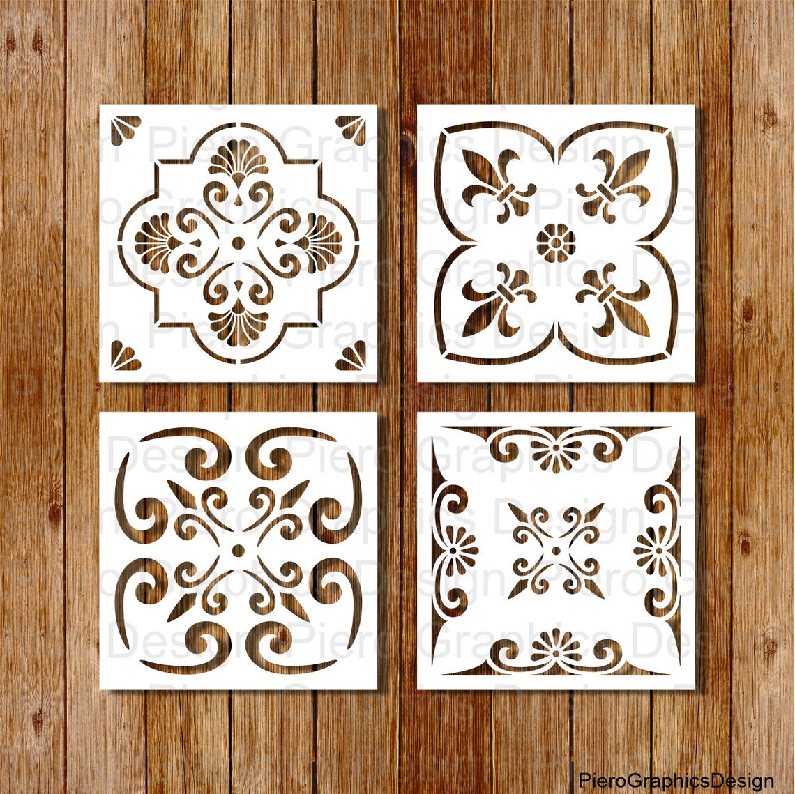 Tiles and Stencil (set 7) SVG Files for Silhouette and Cricut. Tile ...