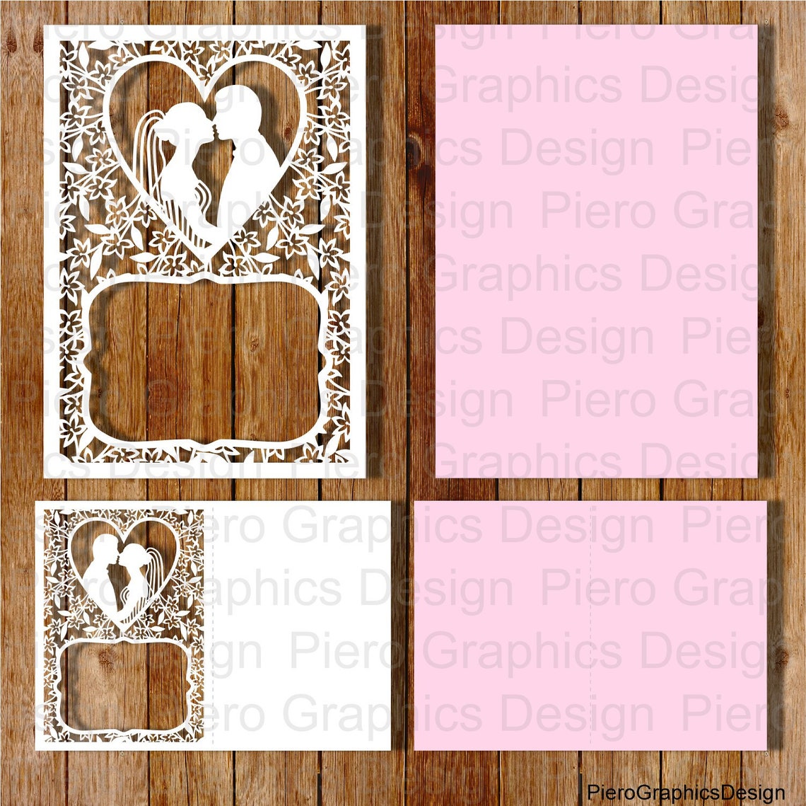 Wedding Card SVG Files for Silhouette Cameo and Cricut. Clipart PNG ...