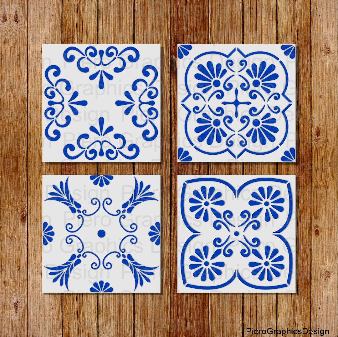 Tiles and Stencil (set 6) SVG Files for Silhouette and Cricut. Tile ...