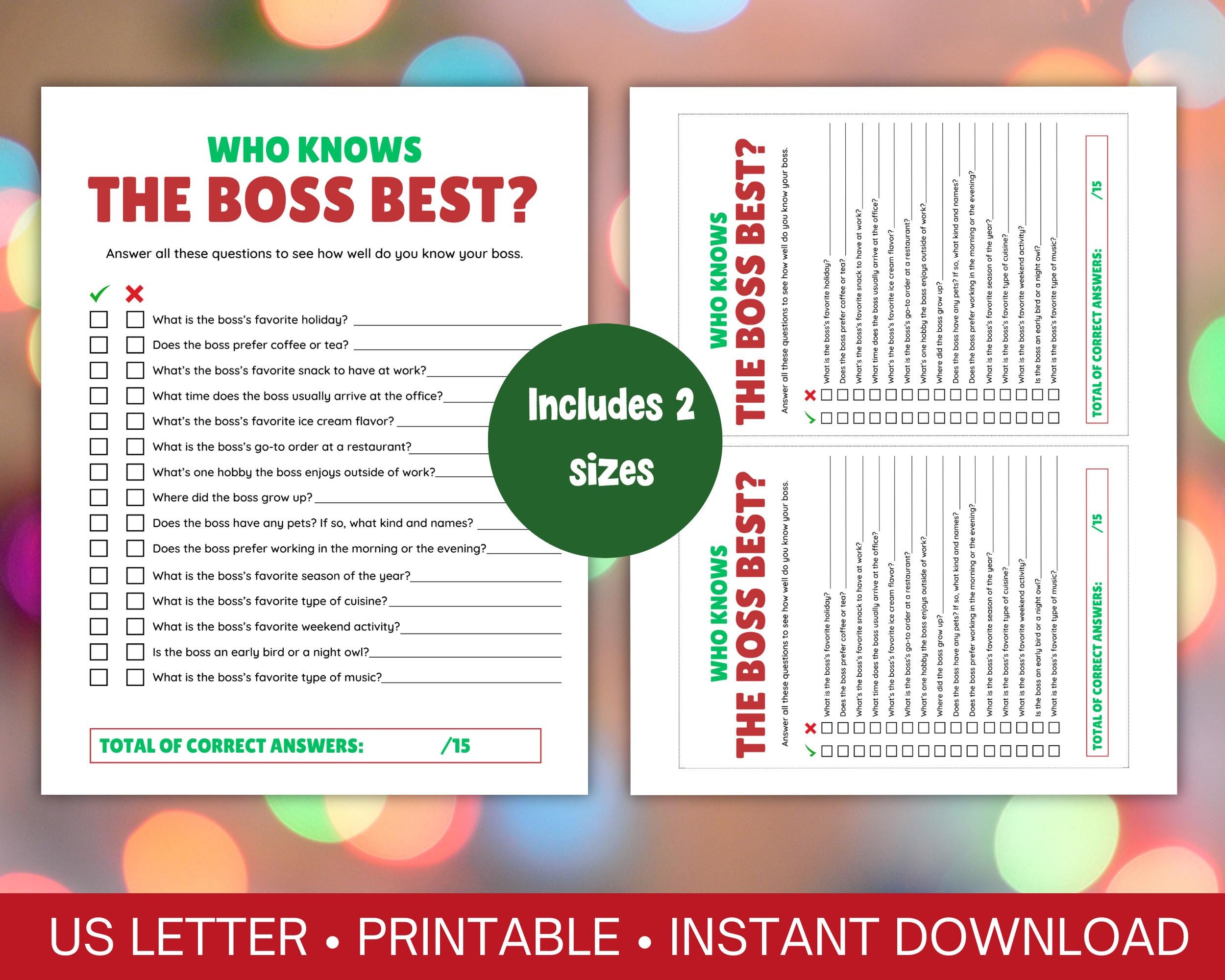 Who Knows the Boss Best Game | Fun Boss Trivia for Office Party | Boss ...