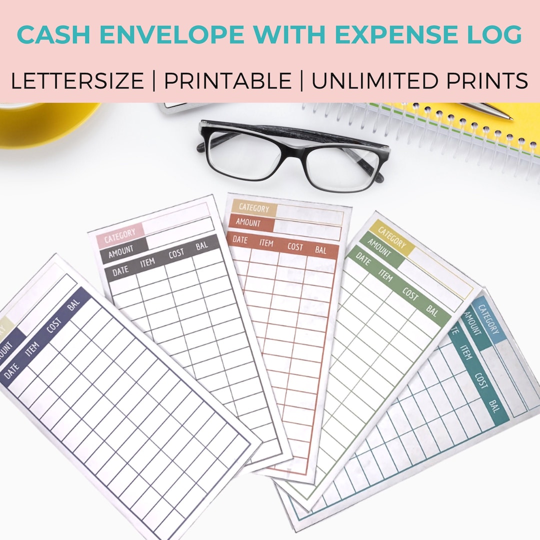 Cash Envelope Template With Expense Log | Cash Envelope Insert ...