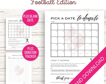 EDITABLE Football Template, Personalized Pick a Date to Donate ...