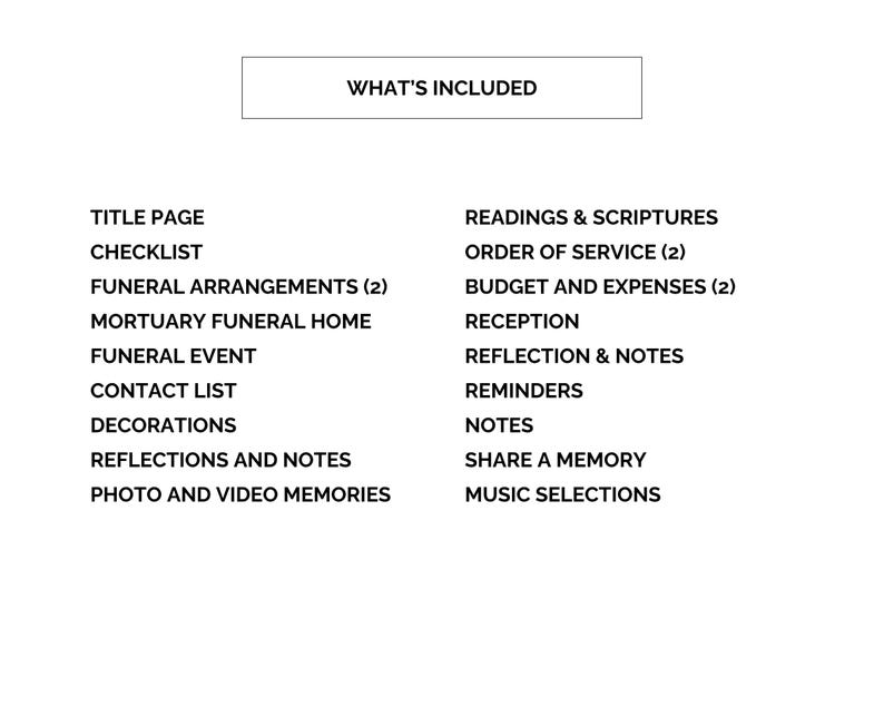 Funeral Program Planner: Memorial Service Organizer (PDF) - Etsy