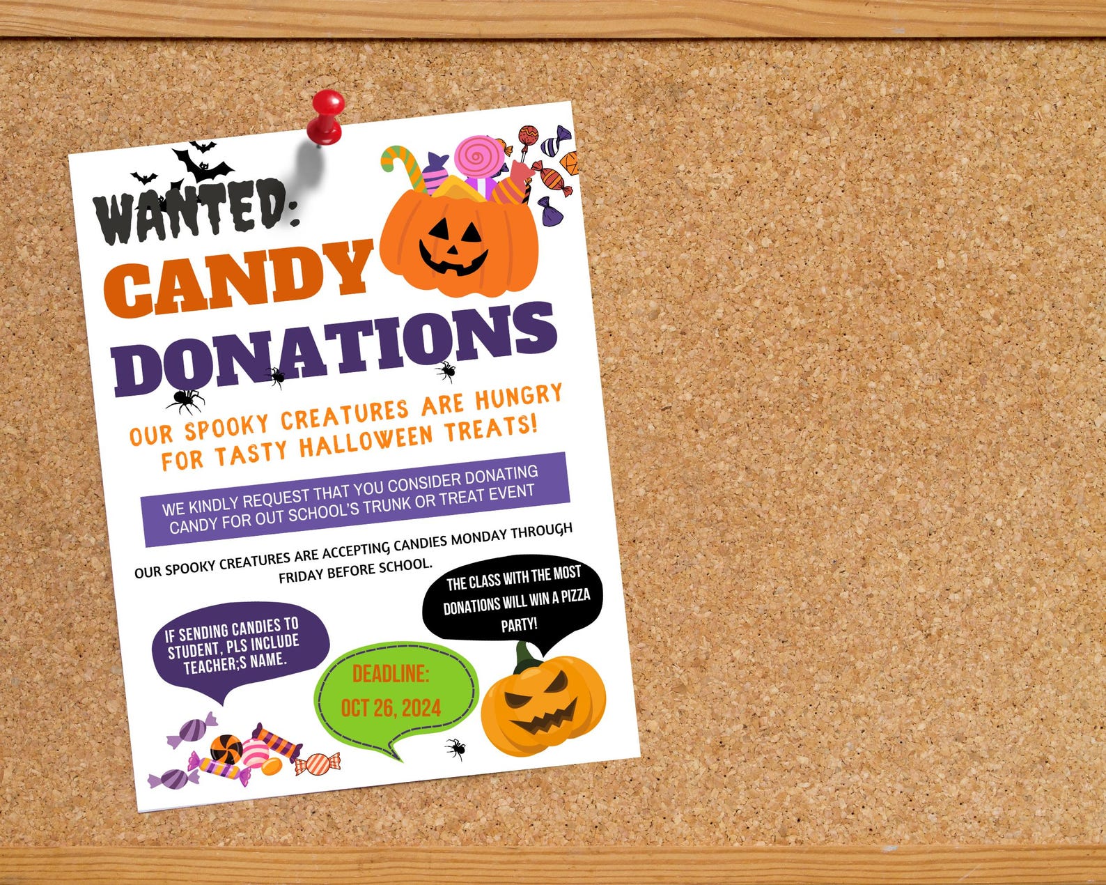 Editable DIY Candy Donation Flyer Template for Trunk or Treat Halloween ...