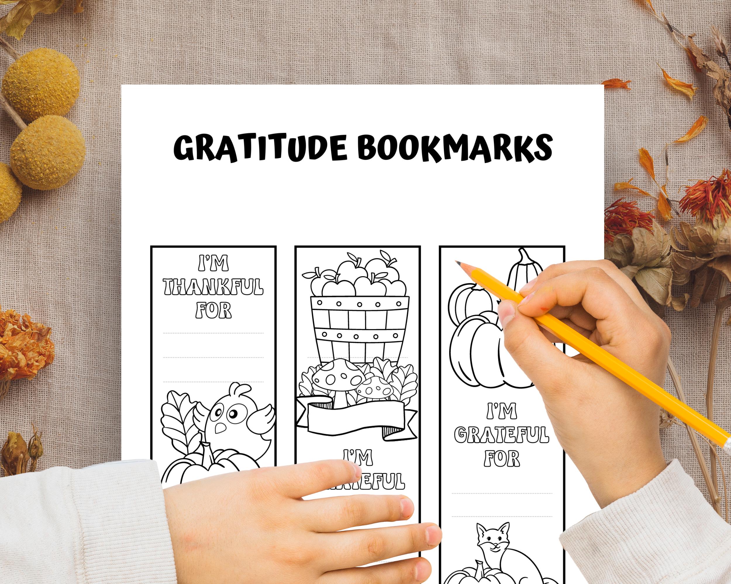 Gratitude Coloring Bookmarks, Thanksgiving DIY, Gratitude Activity for ...