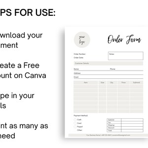 Editable Shoe Order Form Template: Printable Customer Form (canva) - Etsy