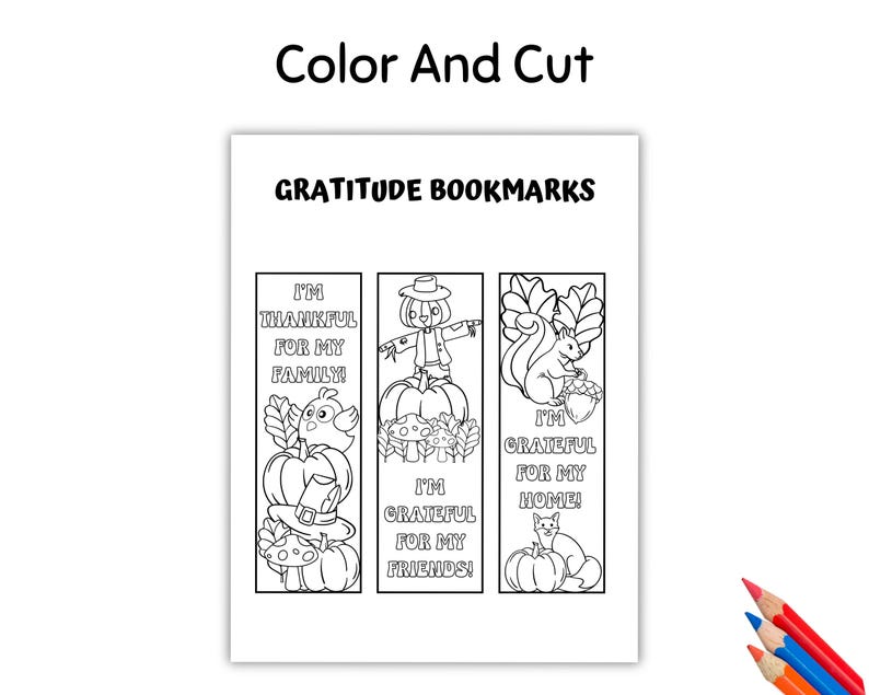 Gratitude Coloring Bookmarks, Thanksgiving DIY, Gratitude Activity for ...