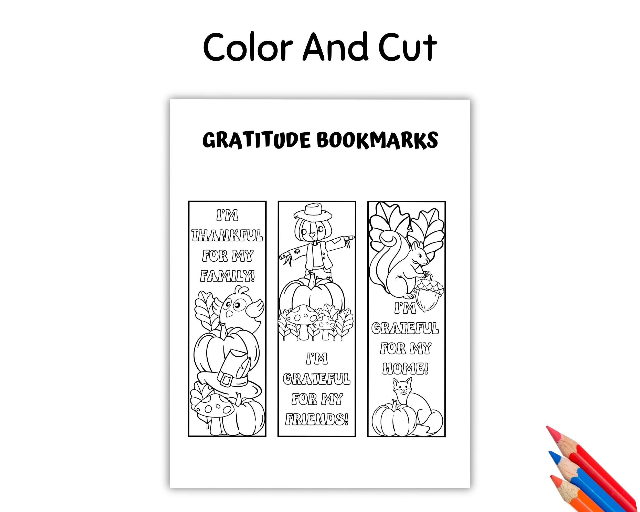Gratitude Coloring Bookmarks, Thanksgiving DIY, Gratitude Activity for ...