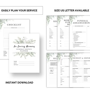 Funeral Program Planner: Memorial Service Organizer (PDF) - Etsy