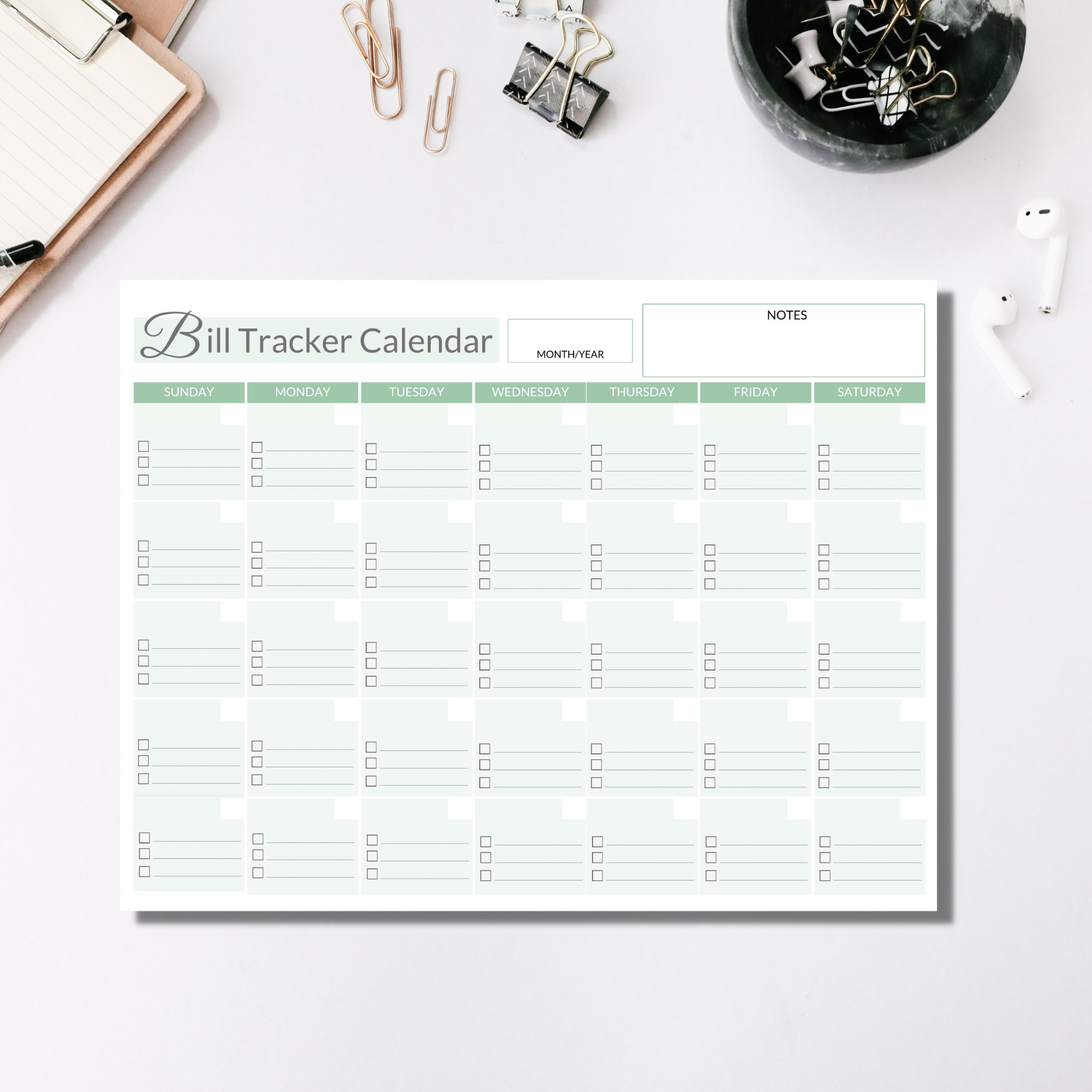 Printable Bill Payment Tracker Calendar (digital Download) - Etsy