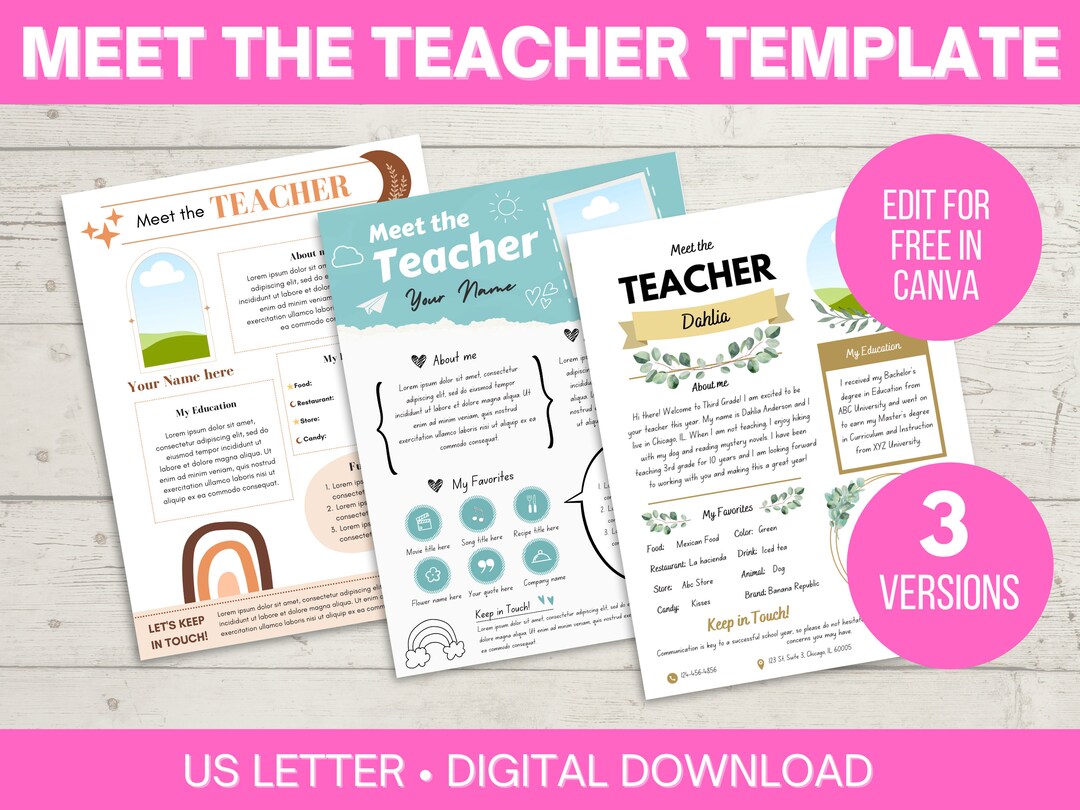 Editable Meet the Teacher Template Bundle: Back to School Printable ...