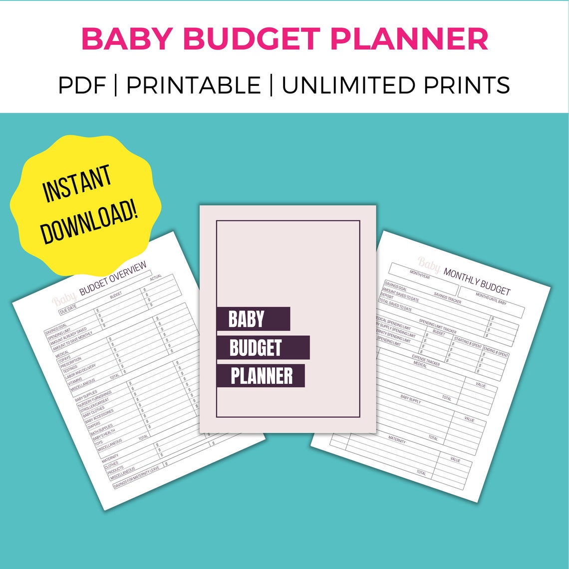 Baby Budget Planner, Baby Budget Printable, Baby Expense Planning Sheet ...