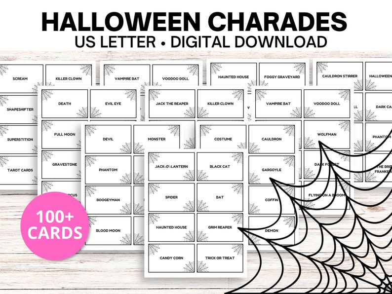 Charades Halloween Printable, Spooky Adult Halloween Charades ...