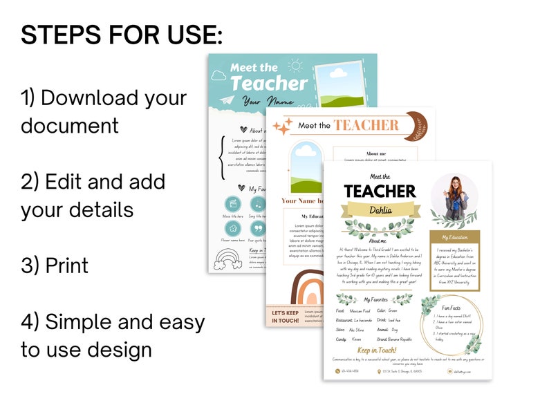 Editable Meet the Teacher Template Bundle: Back to School Printable ...