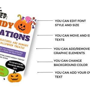 Editable DIY Candy Donation Flyer Template for Trunk or Treat Halloween ...