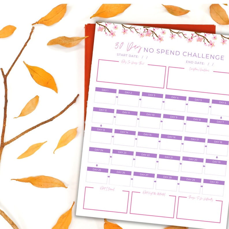 No Spend Challenge, No Spend Tracker, 30 Day Challenge, Savings ...