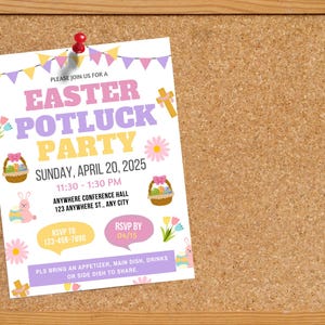 Editable Easter Potluck Invitation, Easter Sunday Church Flyer, Easter ...