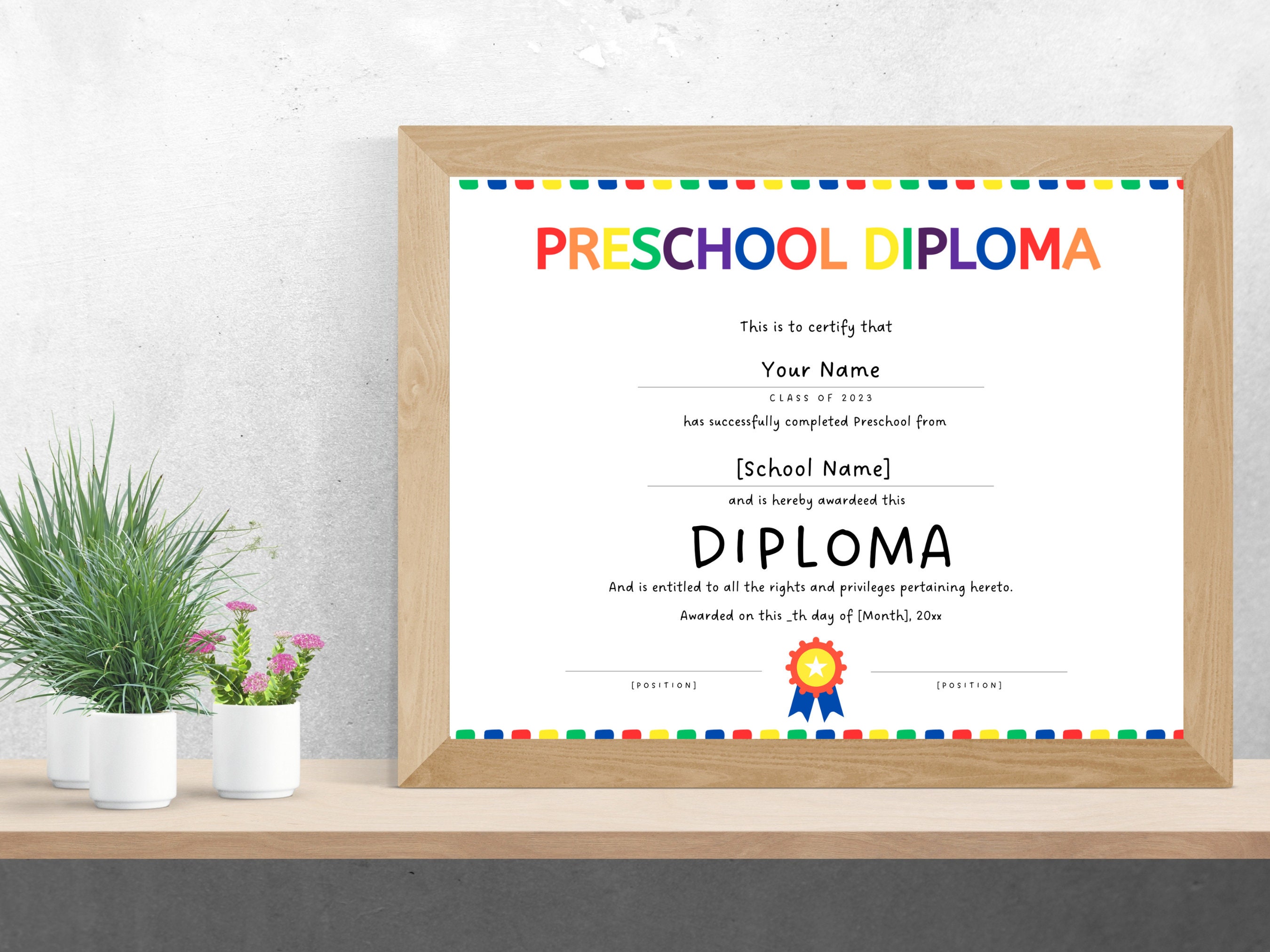 Editable Preschool Diploma | Editable Preschool Certificate ...