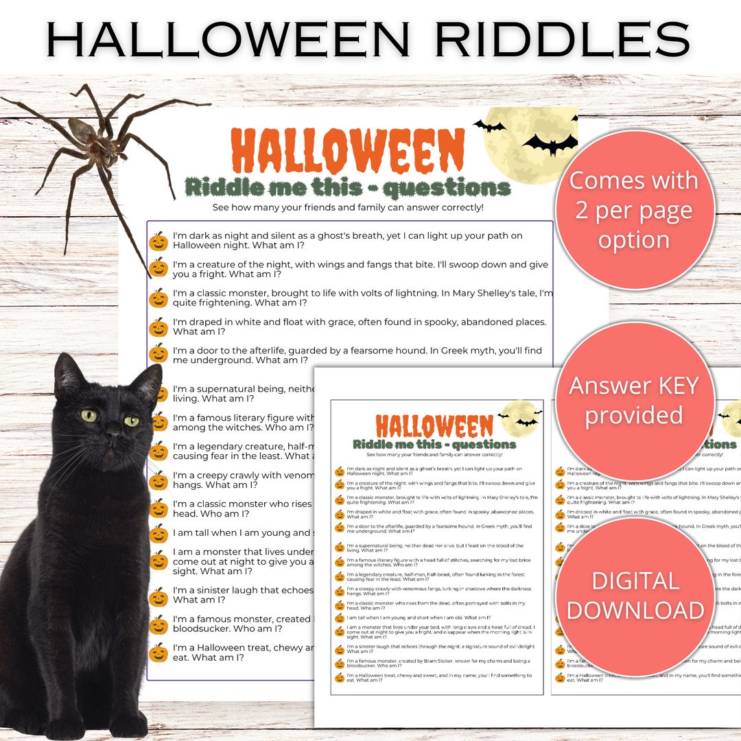 Halloween Riddles Printable Halloween Halloween Party Game - Etsy