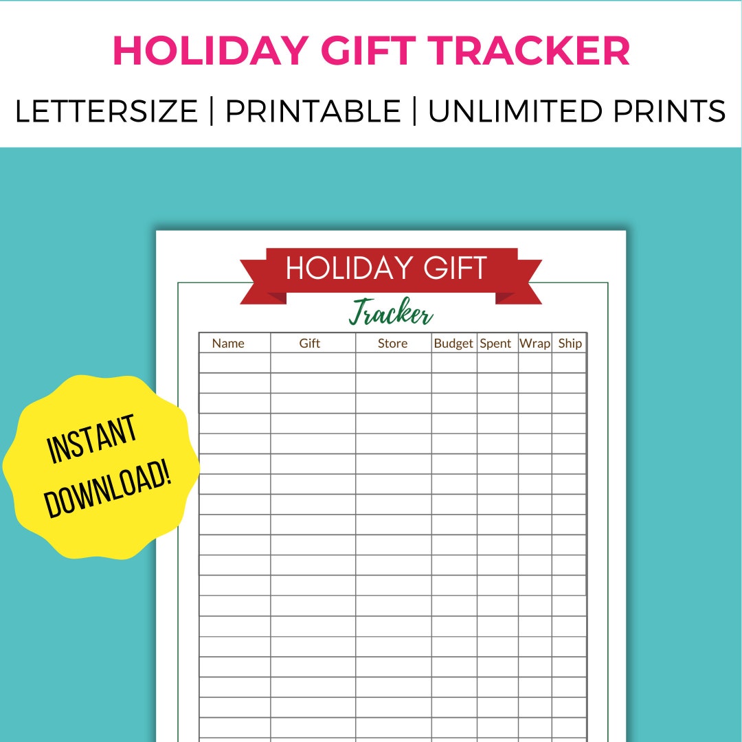 Christmas Gift Tracker Printable, Holiday List Maker (digital Download ...