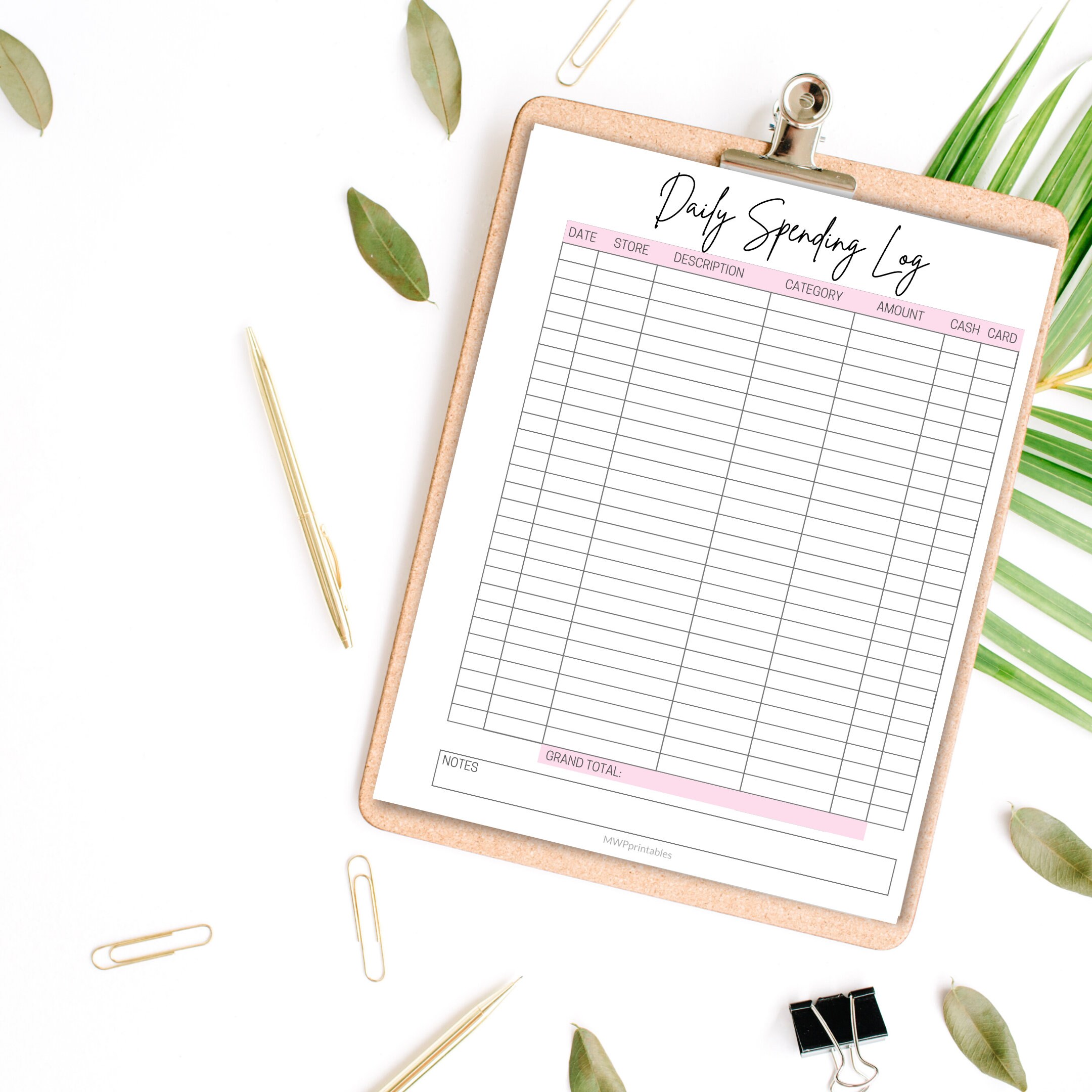 Spending Log Tracker, Printable Spending Sheet, Daily Spending Log ...