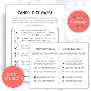 Candy Dice Game Printable, Dice Game for Kids, Family Game Night, Fall ...