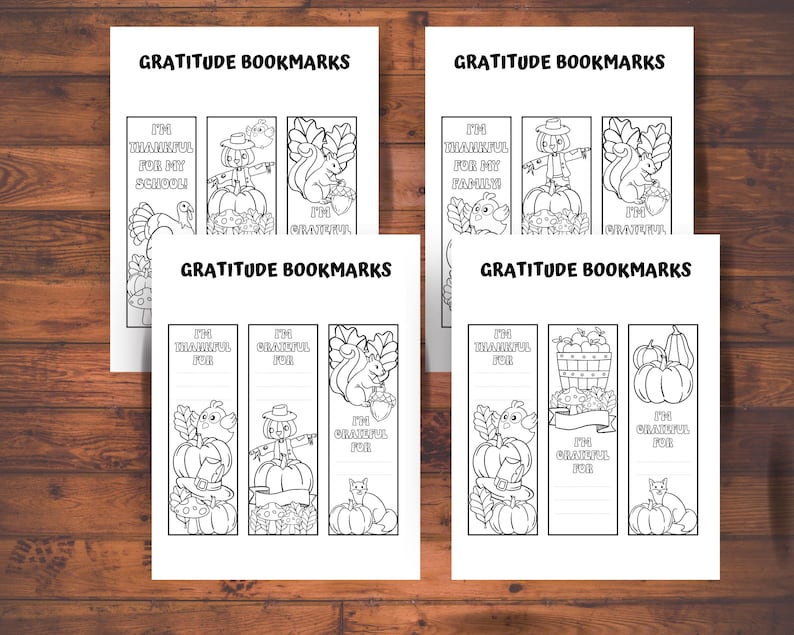 Thanksgiving Coloring Bookmarks, Gratitude Activity (PDF Pattern) - Etsy