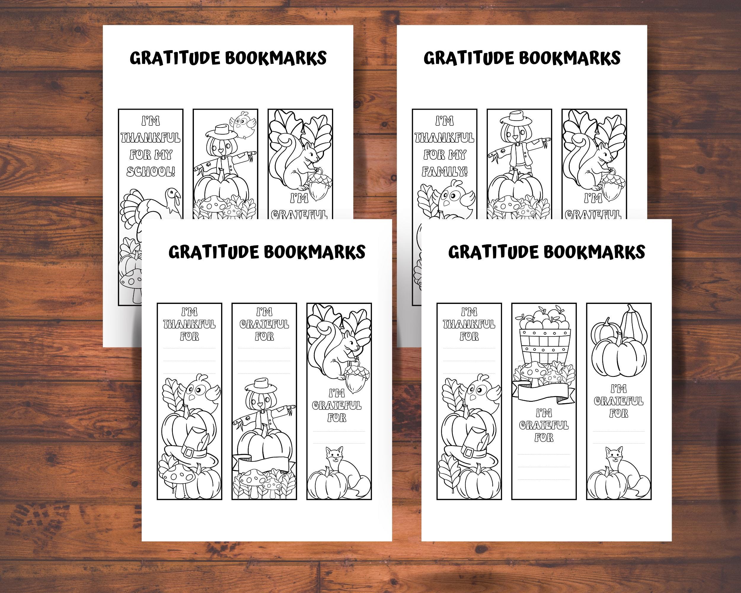 Gratitude Coloring Bookmarks, Thanksgiving DIY, Gratitude Activity for ...