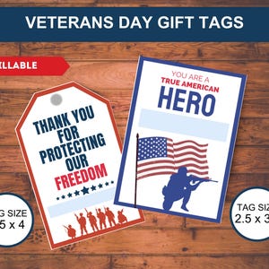 Veteran's Day Gift Tag Fillable PDF, Veterans Thank You, Happy Veterans ...