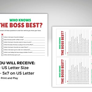 Who Knows the Boss Best Game | Office Party Trivia (digital Download ...