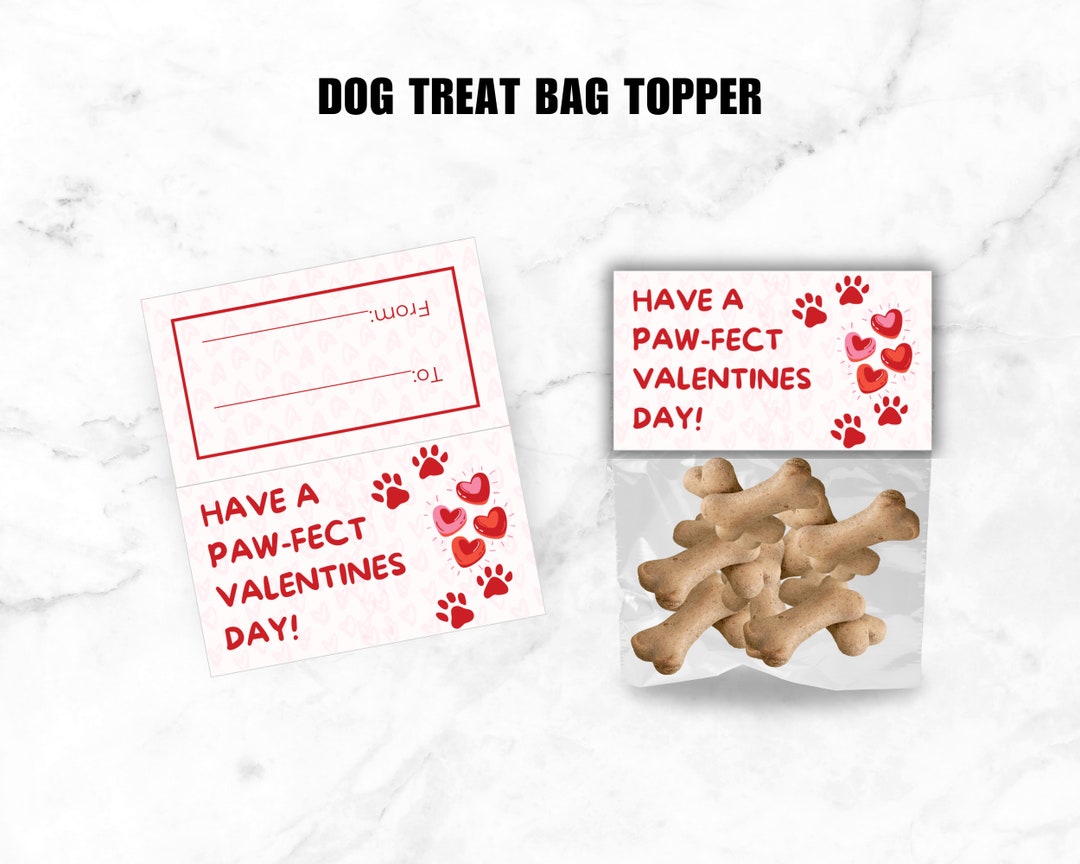 Dog Treat Bag Topper for Valentine's Day, Pet Treat Bag Topper, Dog ...