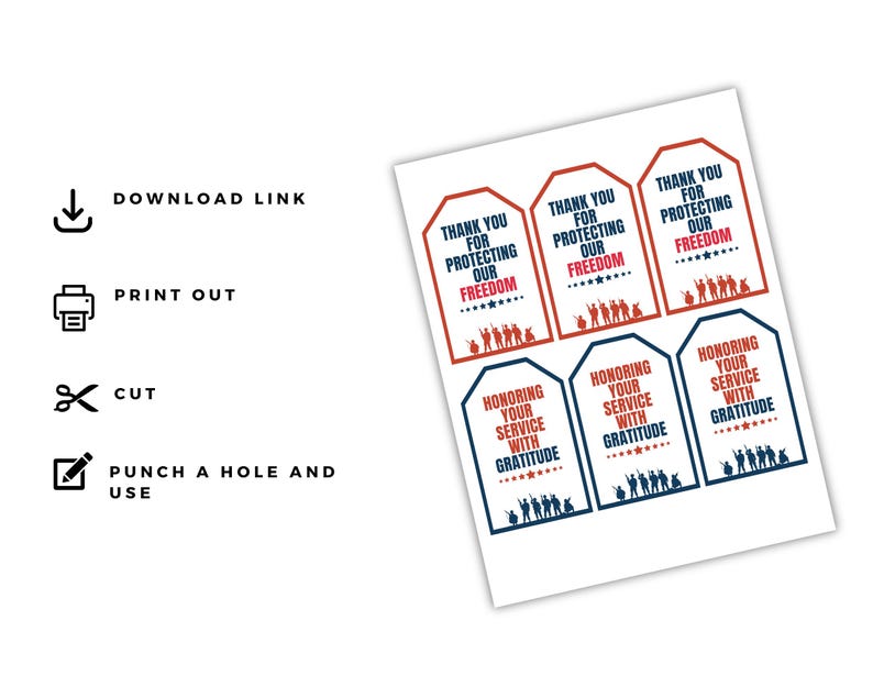 Veteran's Day Gift Tag Fillable PDF, Veterans Thank You, Happy Veterans ...