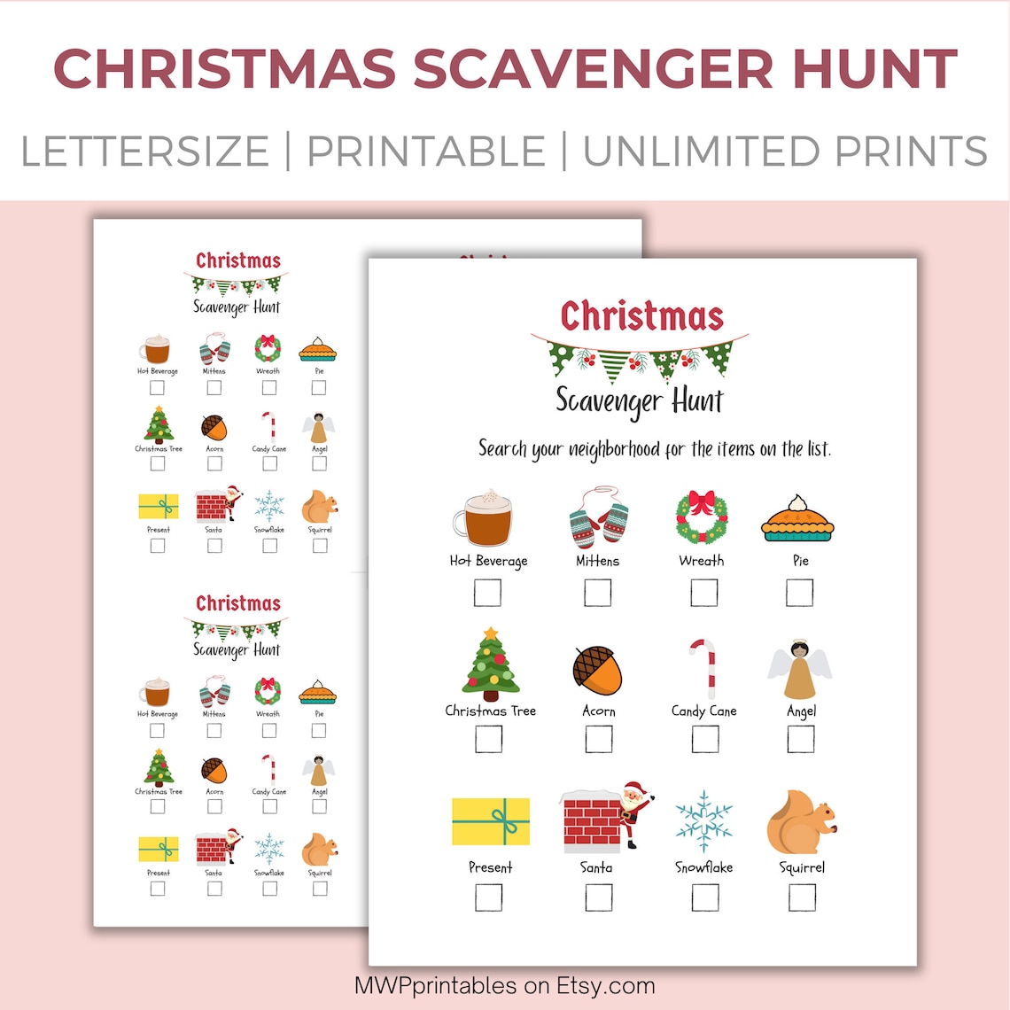 Christmas Scavenger Hunt, Christmas Scavenger Hunt Printable, for Kids ...
