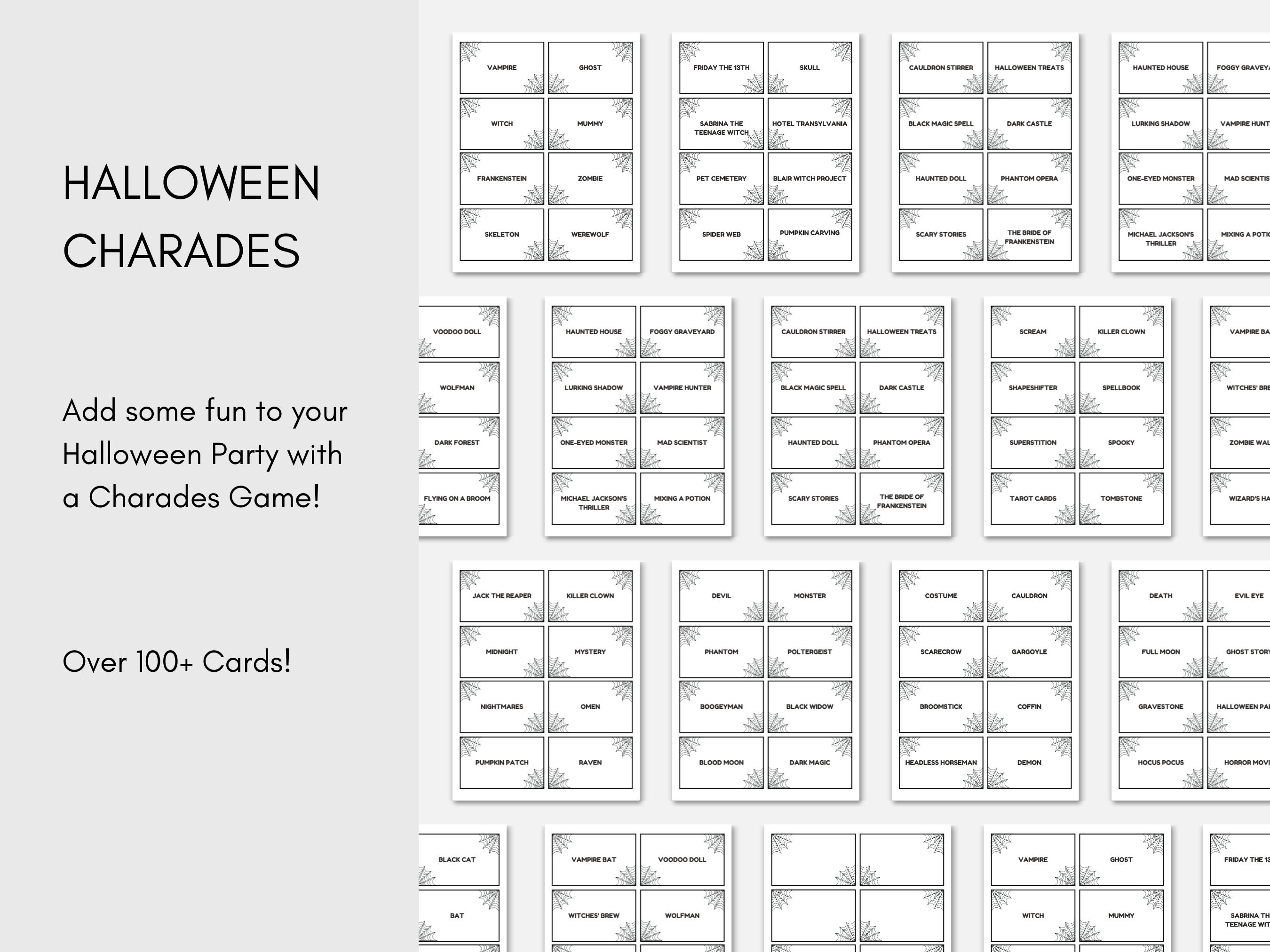 Spooky Halloween Charades Game, Adult Party Printable (PDF) - Etsy ...