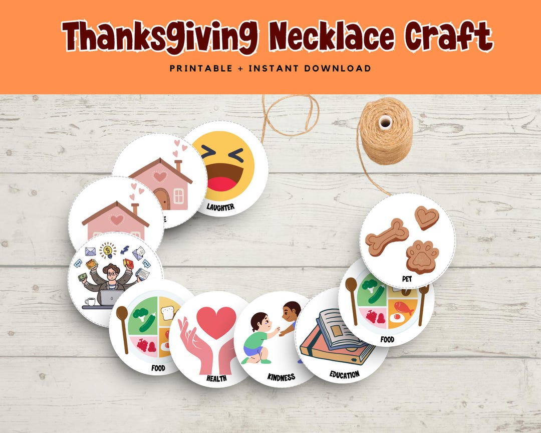 Thanksgiving Necklace Craft for Kids, Gratitude Necklace Craft ...