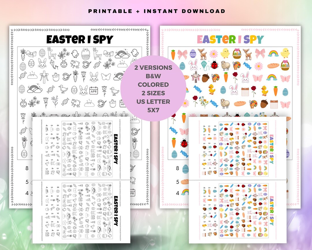 Easter I Spy Game Printable for Kids, I Spy Worksheet for Easter ...