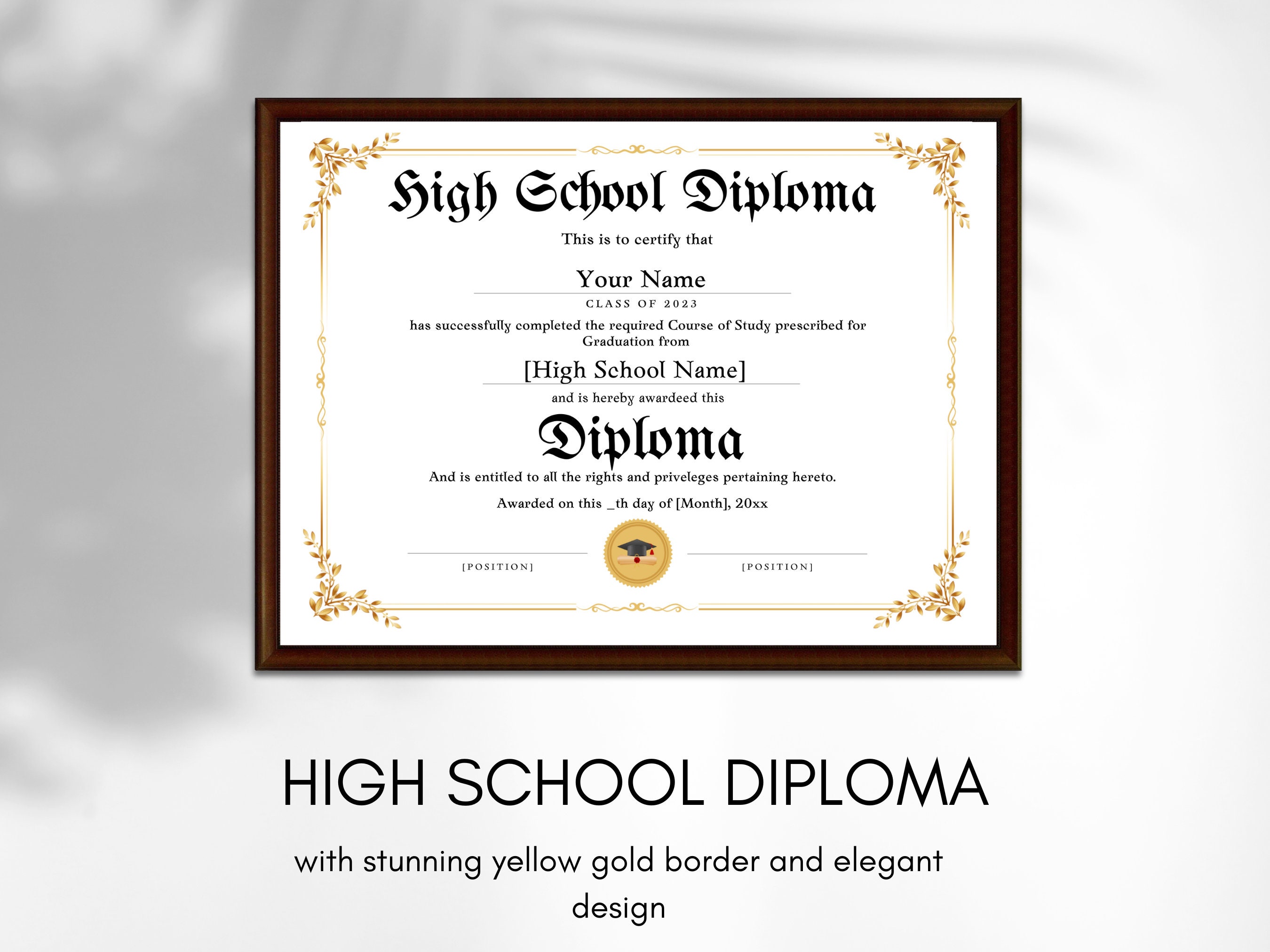 Editable High School Diploma, Homeschool Diploma, Printable Diploma ...