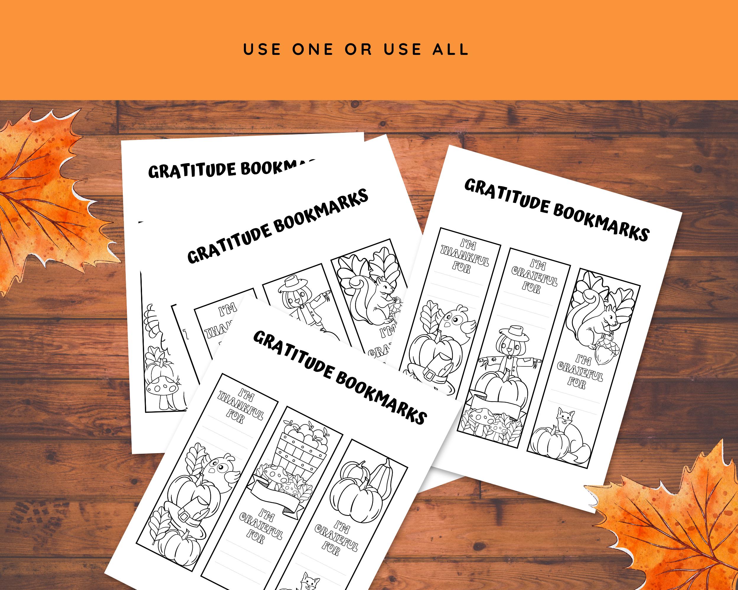 Gratitude Coloring Bookmarks, Thanksgiving DIY, Gratitude Activity for ...