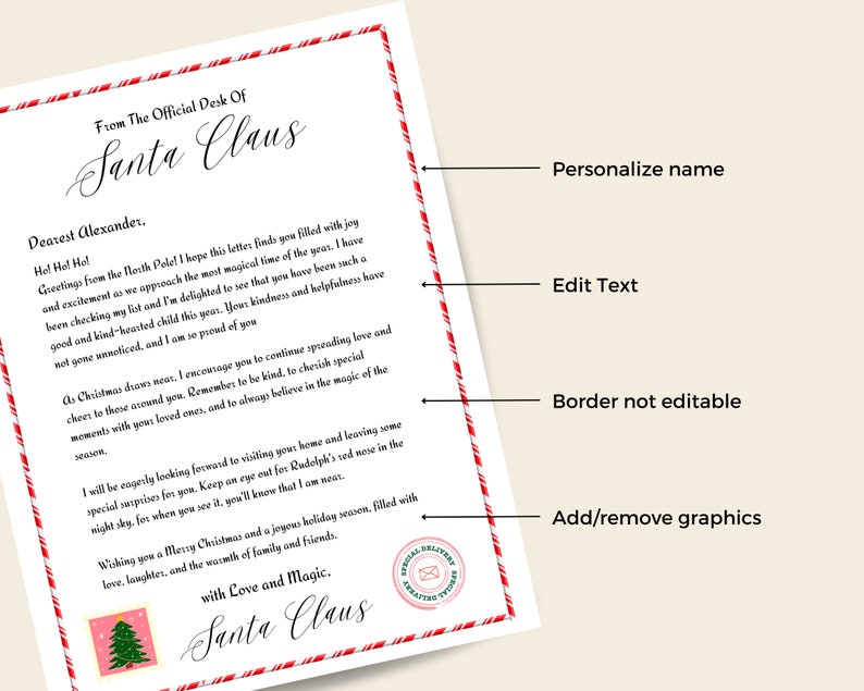 Editable Letter From Santa Printable Christmas Letter Santa - Etsy