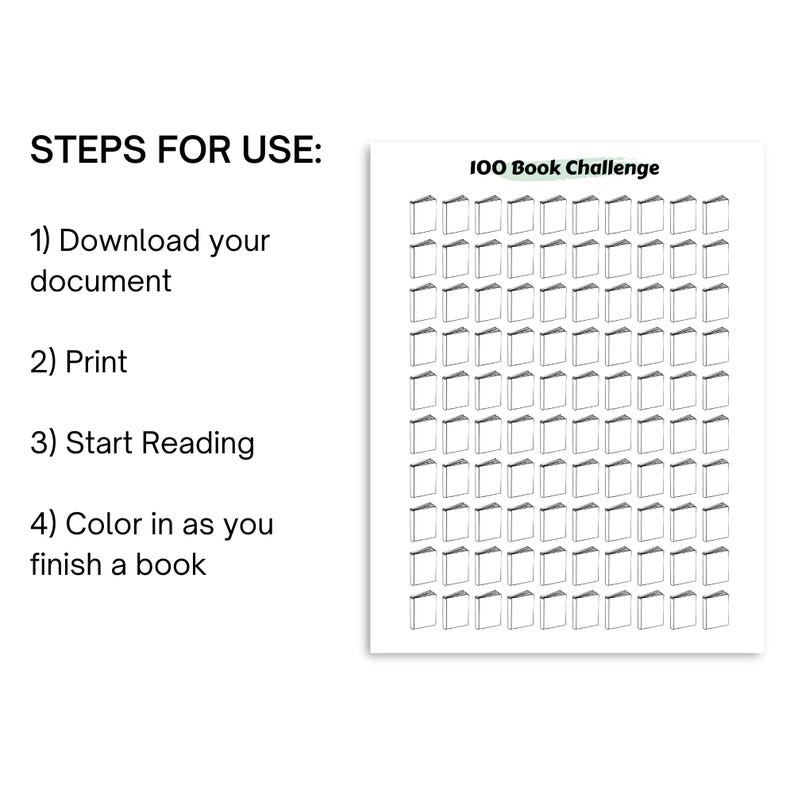 100 Book Challenge Printable: Adult Reading Log (PDF) - Etsy