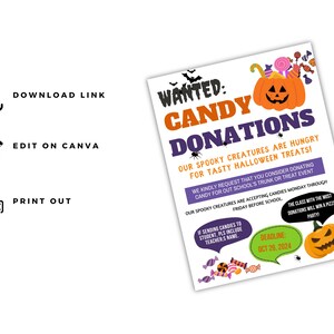 Editable DIY Candy Donation Flyer Template for Trunk or Treat Halloween ...