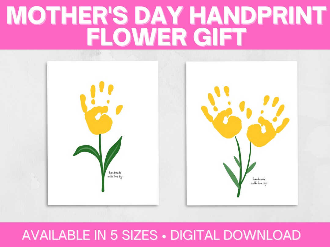 Mother's Day Handprint Flower Gift, Flower Handprint, Diy Handprint ...