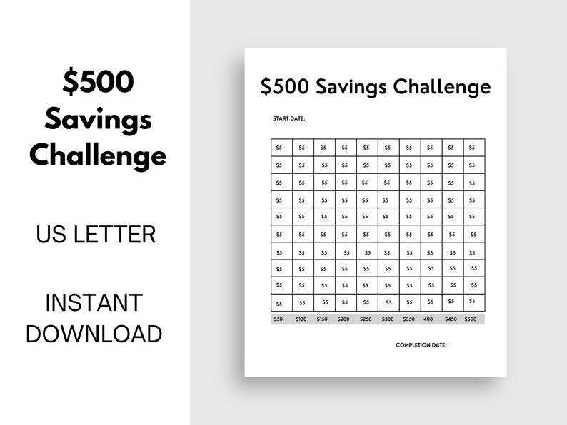 Savings Challenge, Money Saving Challenge, 500 Savings Challenge ...