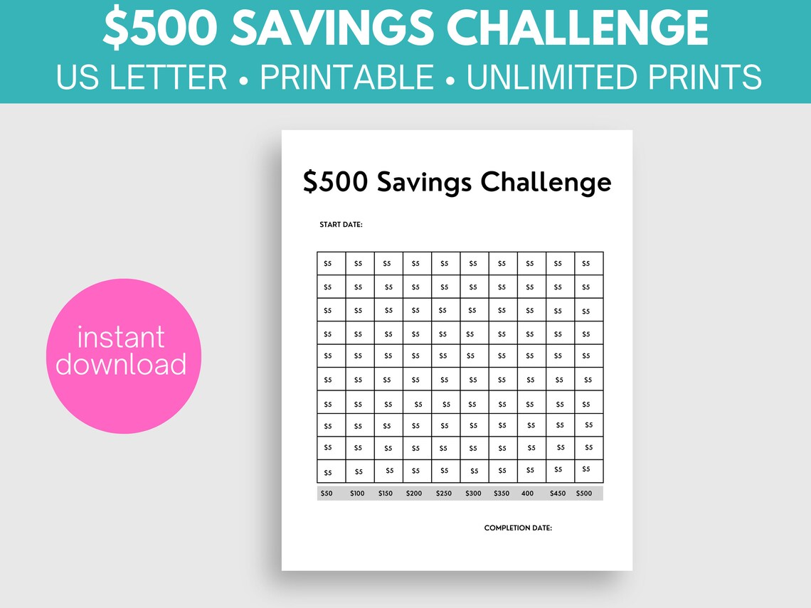 Savings Challenge, Money Saving Challenge, 500 Savings Challenge ...