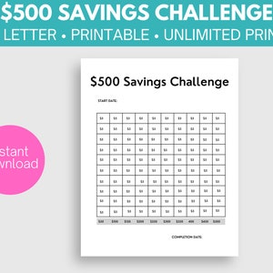Savings Challenge, Money Saving Challenge, 500 Savings Challenge ...