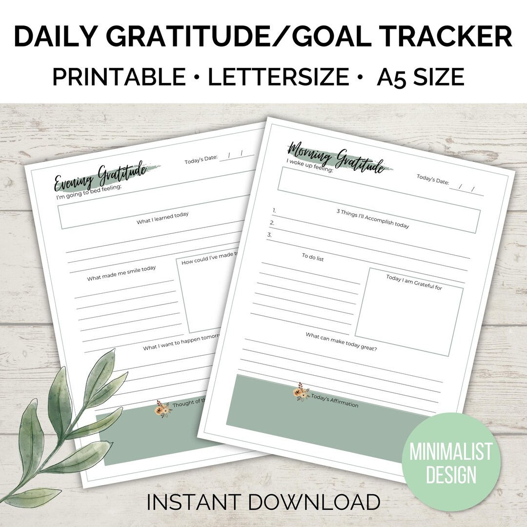 Daily Gratitude and Goal Tracker, Morning and Evening Gratitude Journal ...