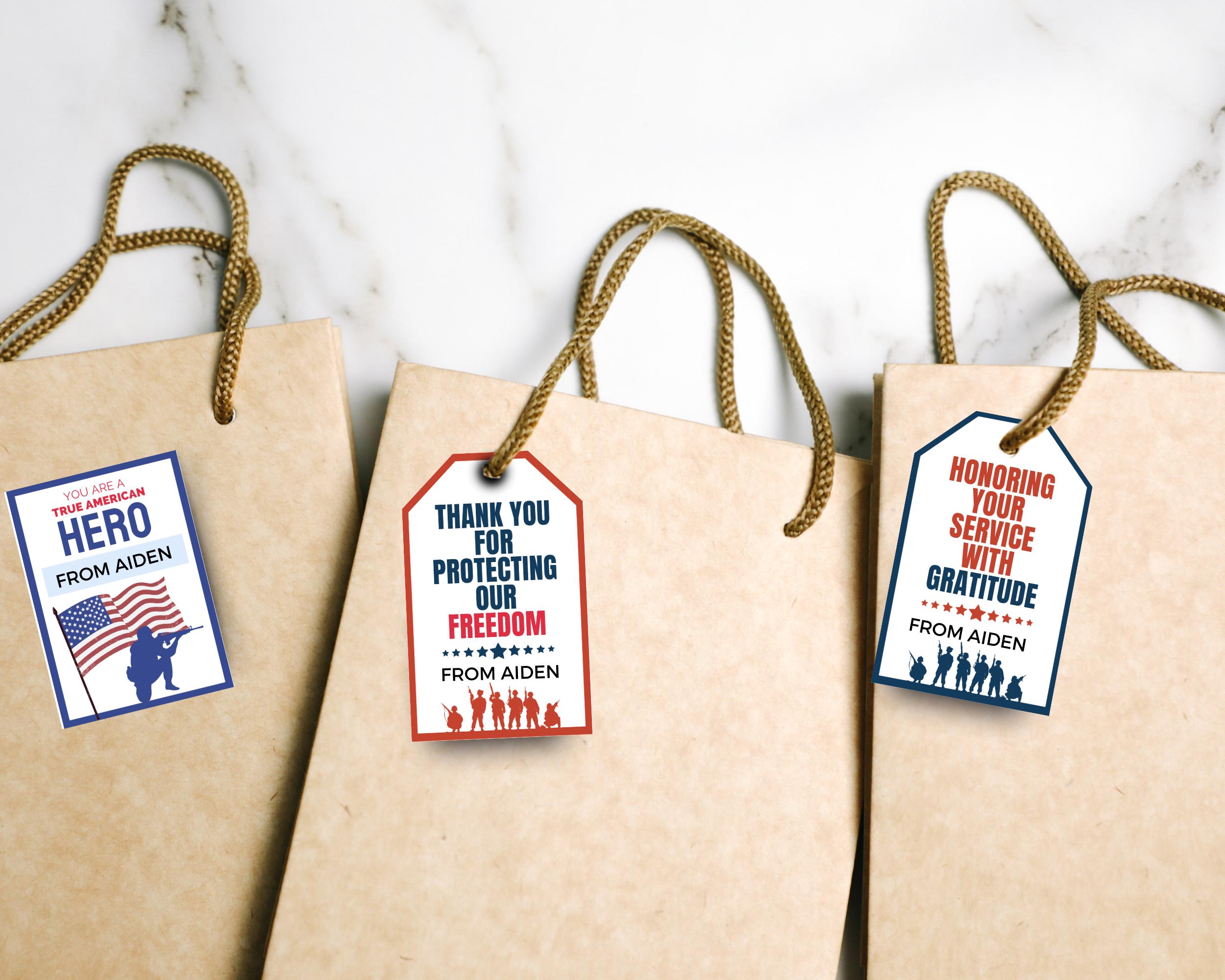 Veteran's Day Gift Tag Fillable PDF, Veterans Thank You, Happy Veterans ...